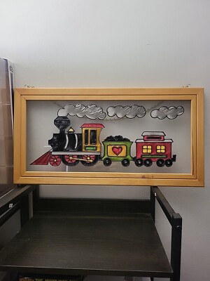 Open Windows Stained Glass Train With Rail Cars | eBay