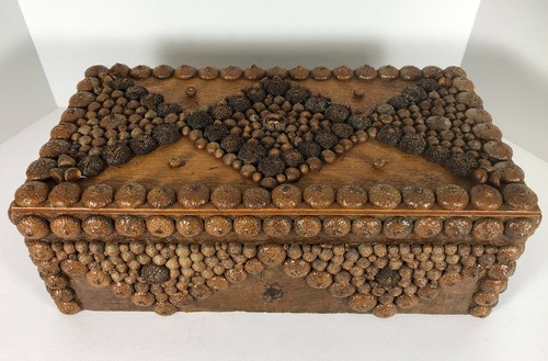 Antique Tramp Folk Art Wood and Acorns Chest Box Vintage Adirondack | eBay