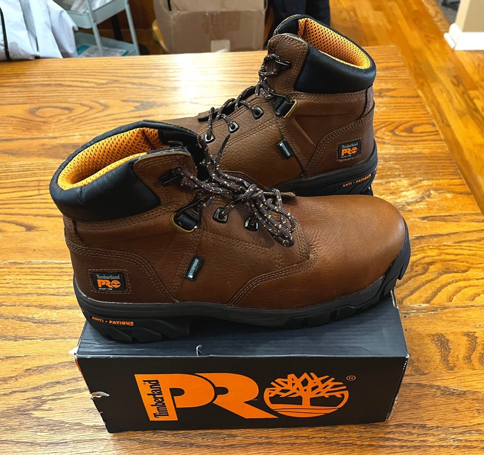 TIMBERLAND PRO HELIX 6" ALLOY SAFTEY TOE BROWN WATERPROOF BOOTS NEW BOX ...