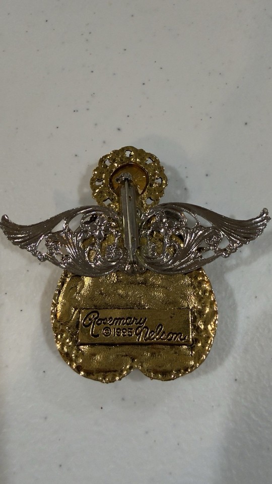 Rosemary Nelson Angel Pin Brooch Two Tone Crystal Face Christmas 1995 ...