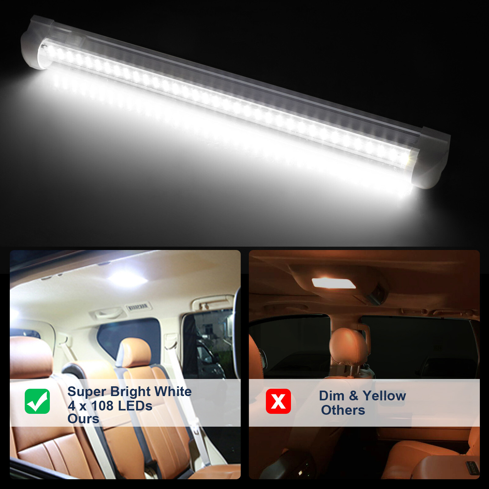 4x LED Car Interior Light Roof Ceiling Dome Lamp for RV Camper Trailer ...