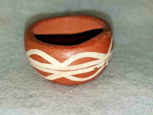Vtg Santa Clara Pueblo POTTERY POT Red Clay Hand Crafted Painted New ...