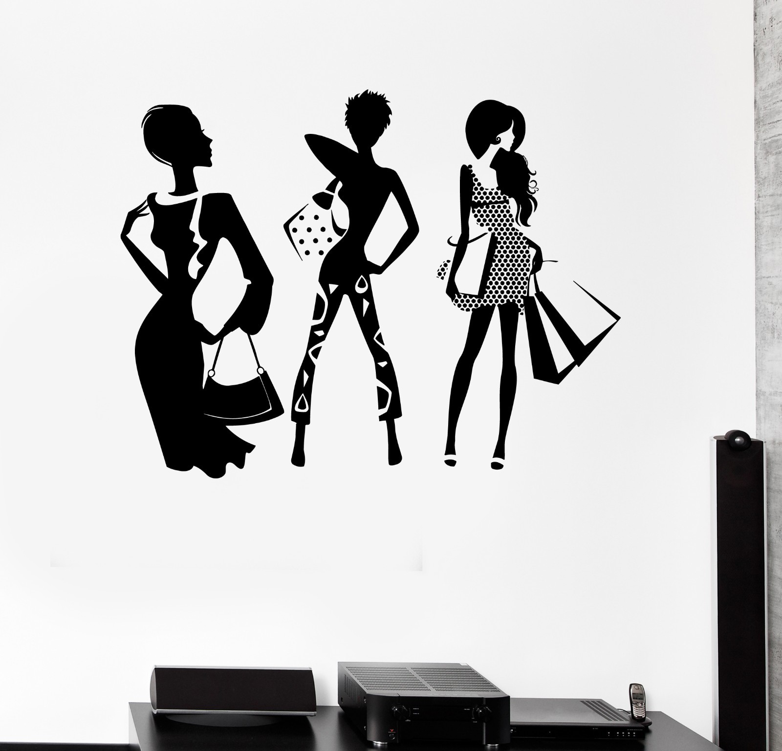 Beautiful Style Fashion Girl Room Shopping Art Wall Sticker Vinyl Decal ...