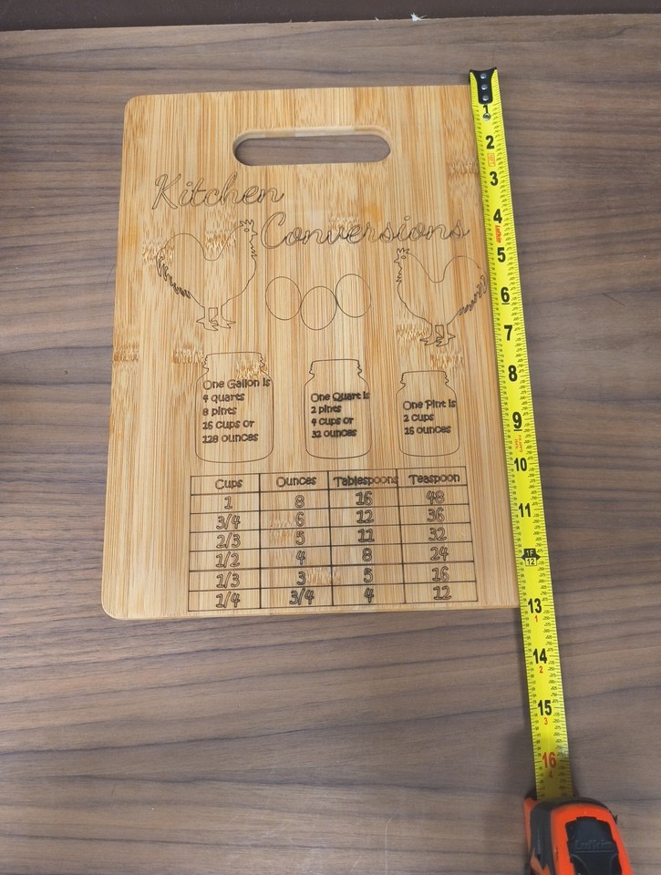 Kitchen Bamboo Cutting Board Conversion Chart 9" X 13" NEW | eBay