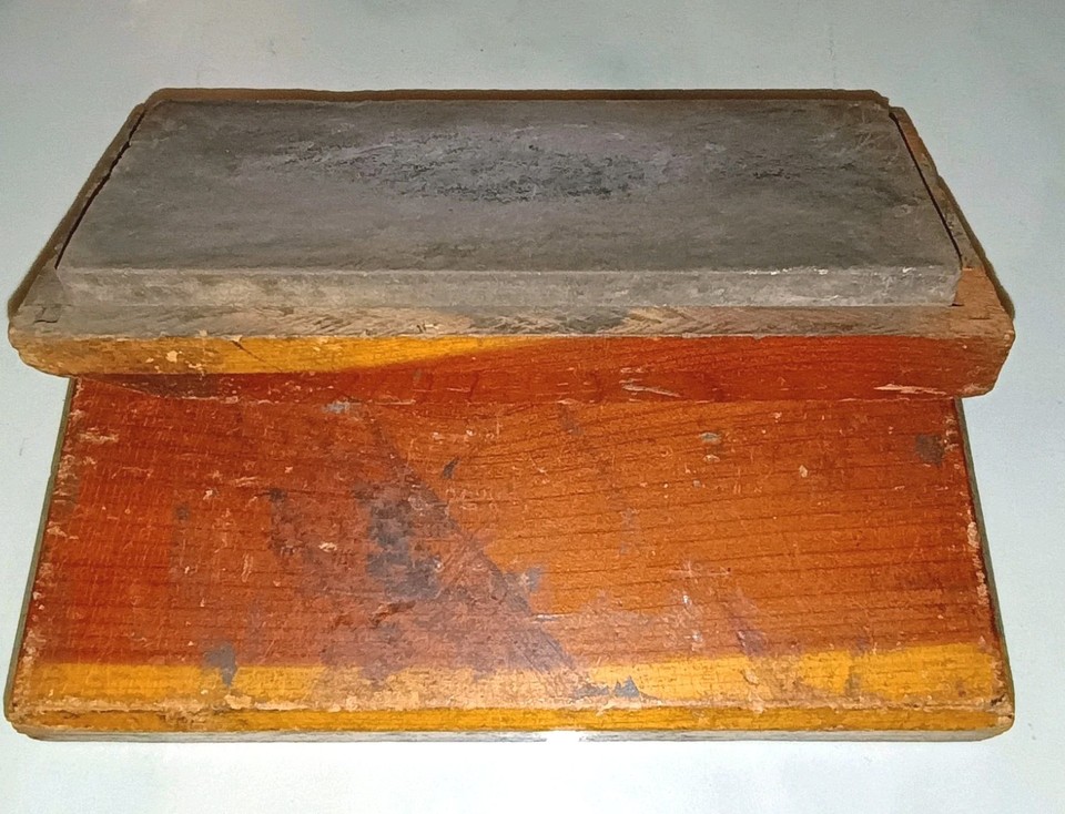 Antique Straight Razor Hone in Cherry Wood Box – Barber Sharpening ...