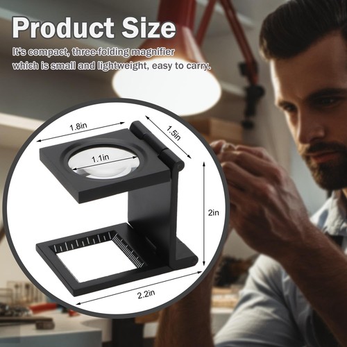 5Pcs Magnifying Glass 10X 28mm Small Magnifier Lens Three-Folding ...