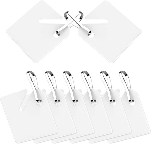 50 Pcs White Plastic Key Tags with Metal Snap Hooks Slotted for ...