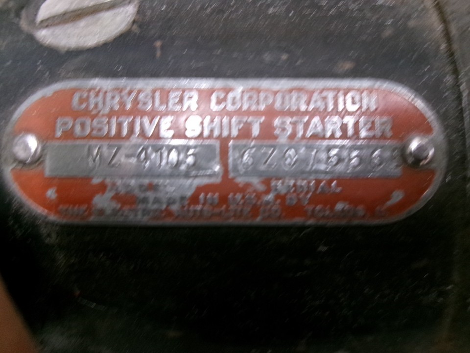 Rebuilt 1940 Desoto 6 Volt Autolite Positive Shift Starter Motor MZ ...