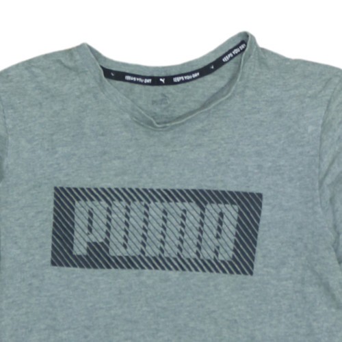 Puma Womens T Shirt Grey Cotton Blend Box Logo Graphic Tee Lightweight ...
