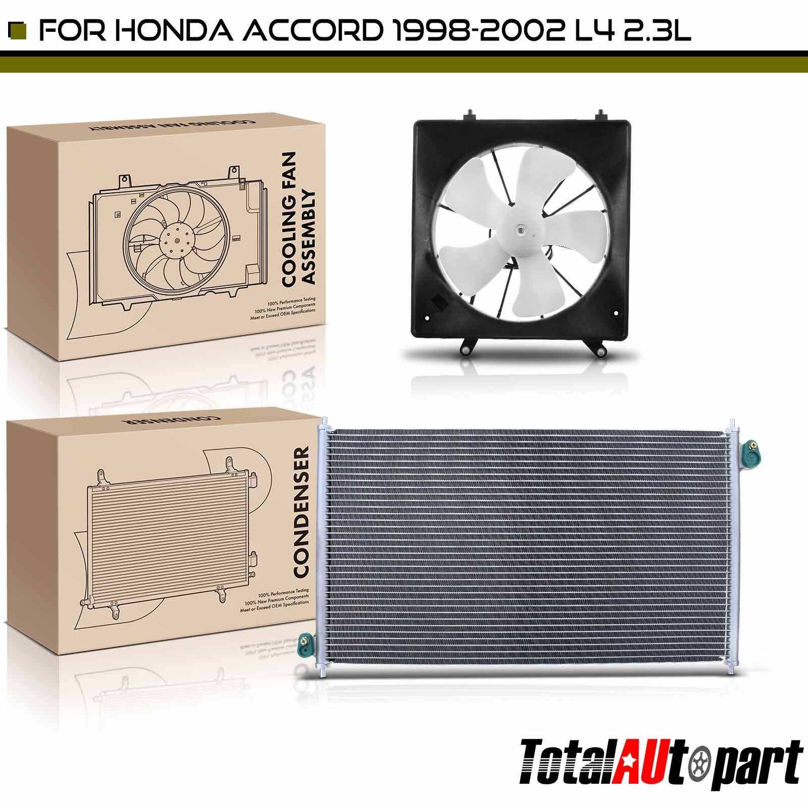 New 2x AC Condenser & Cooling Fan Assembly Kit for Honda Accord 1998 ...
