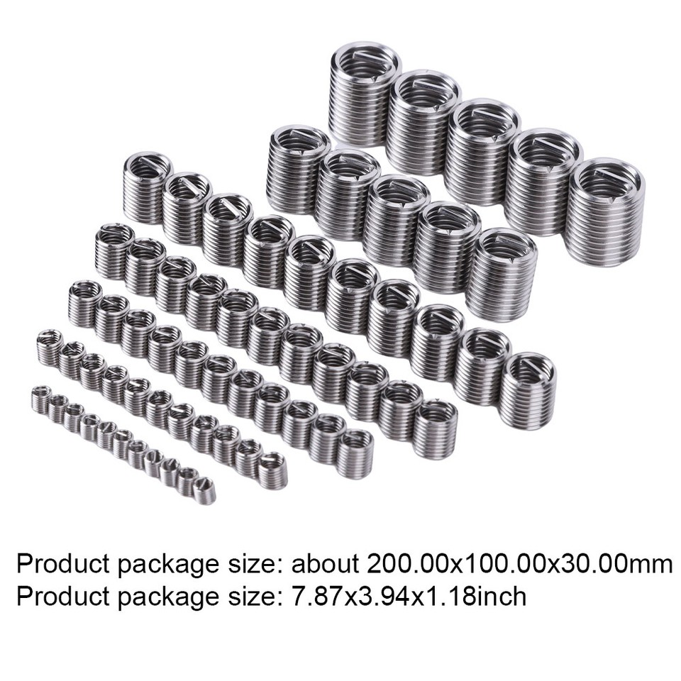 60Pcs Wire Thread Insert Stainless Steel Spiral Wire Screw Sleeve M3 ...