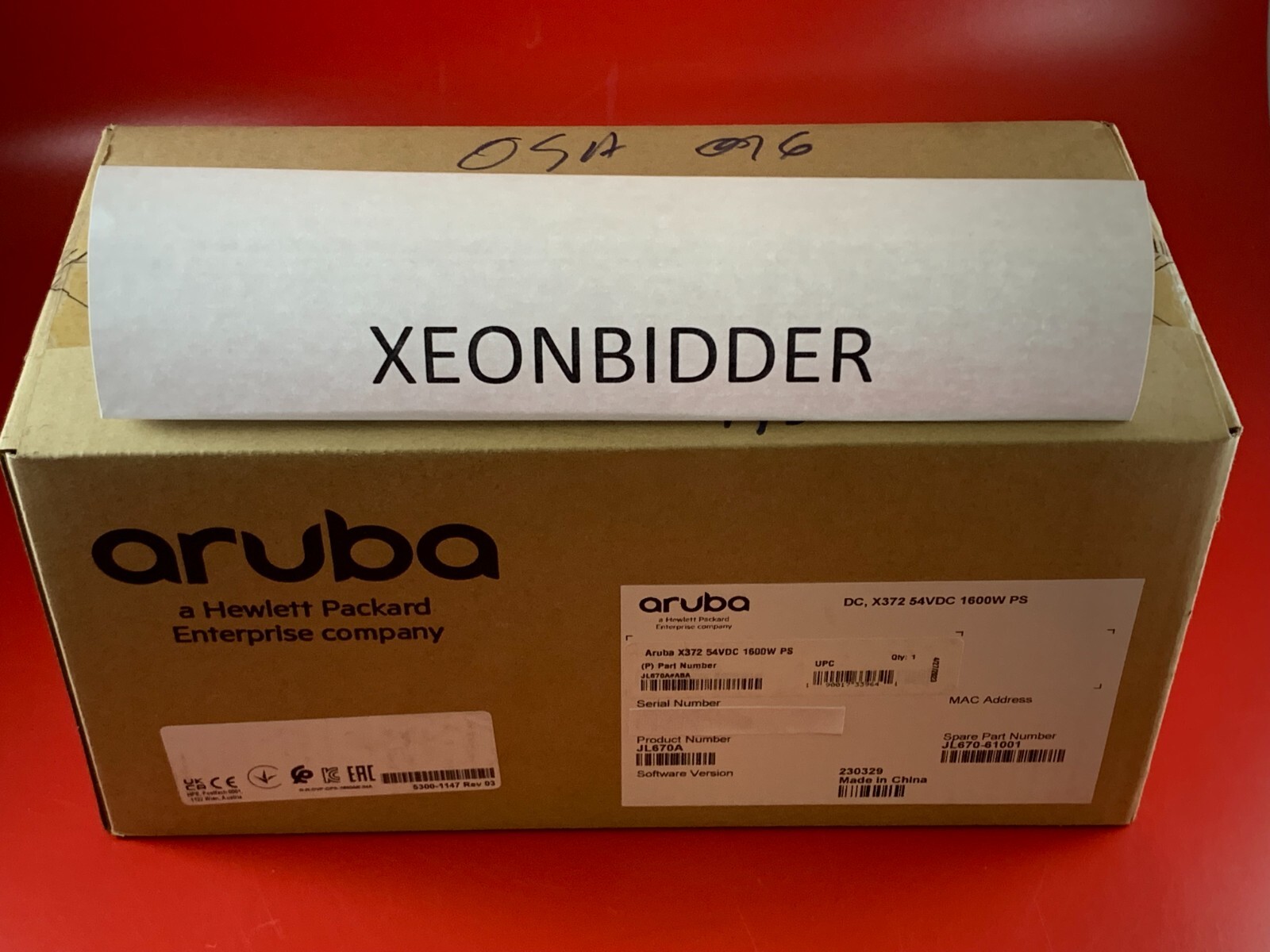 JL670A HPE Aruba X372 54VDC 1600W Power Supply HPE Retail NEW Factory ...