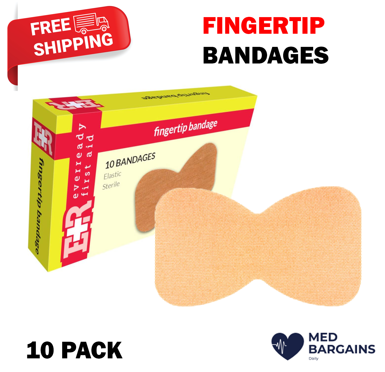 Ever Ready First Aid Adhesive Finger Tip Bandages Elastic Sterile ...