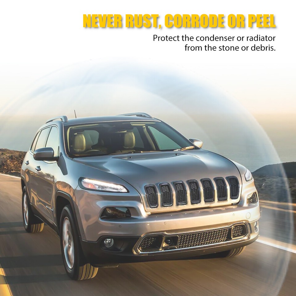 7X Front Bumper Honeycomb Cover Gloss Black For 2014-18 Jeep Cherokee ...