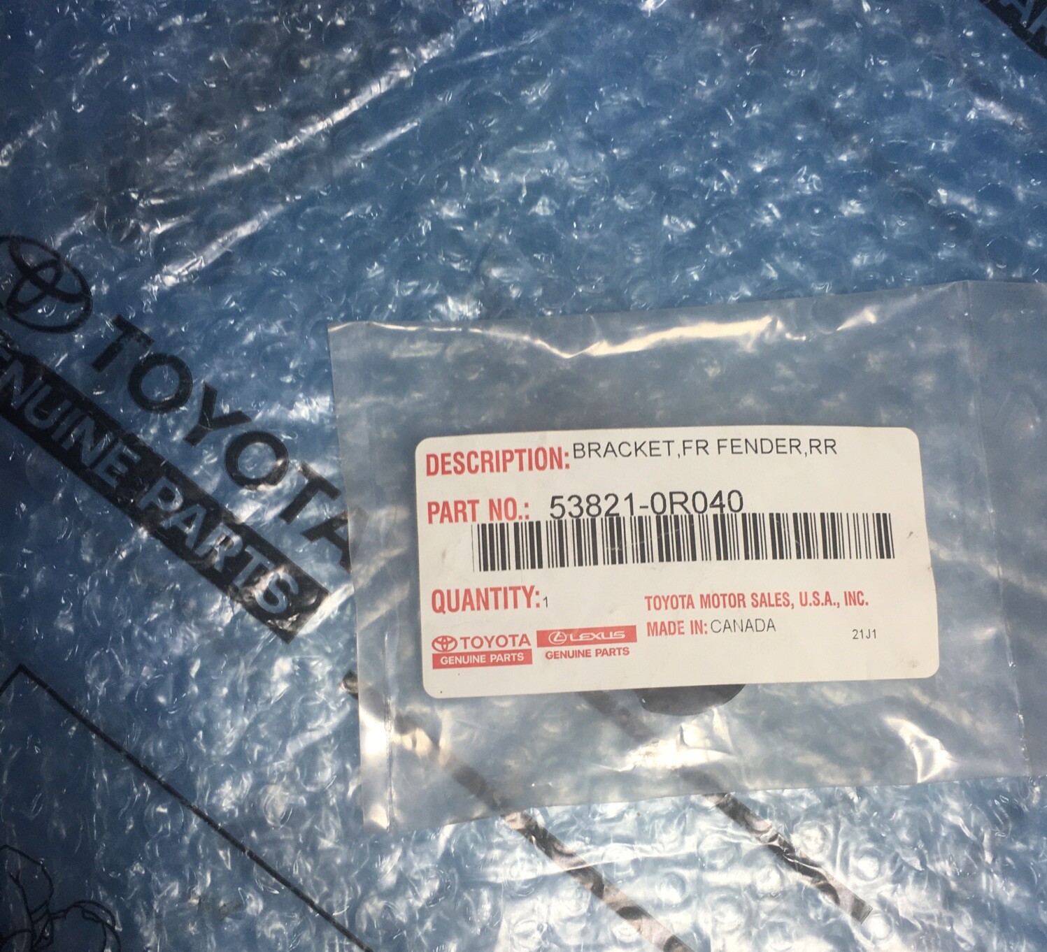 Genuine OEM 2019-23 Rav4 Toyota 53821-0R040 Bracket Fender Front, Lower ...