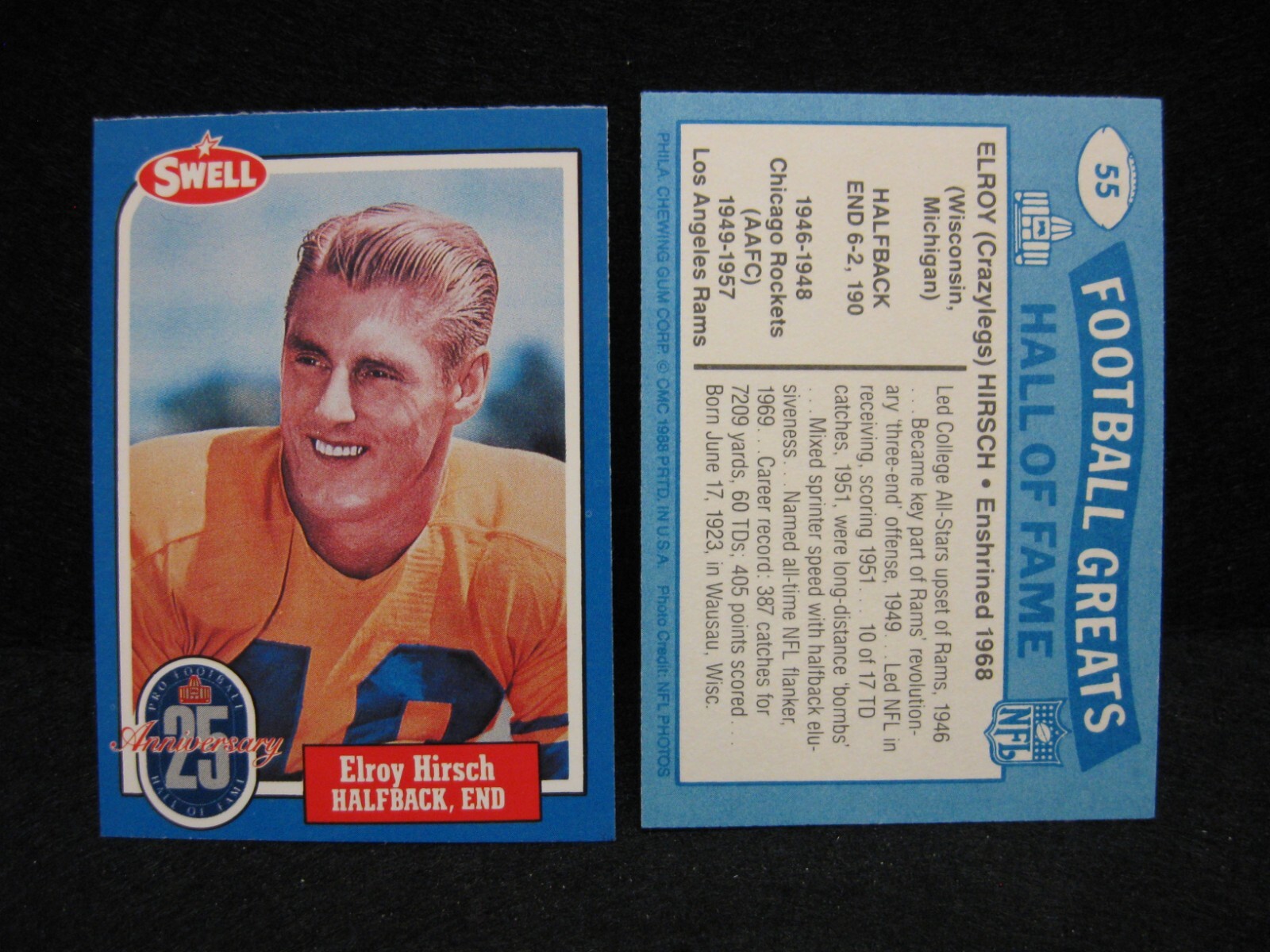 1988 Elroy "Crazy Legs" Hirsch Los Angeles Rams Swell Hall of Fame #55 ...