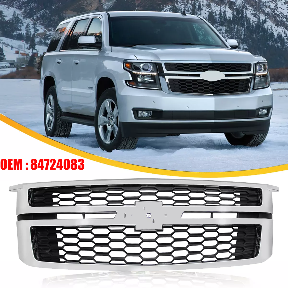 For 2015-2020 Chevrolet Tahoe Suburban Front Upper Grille Chrome&Black ...