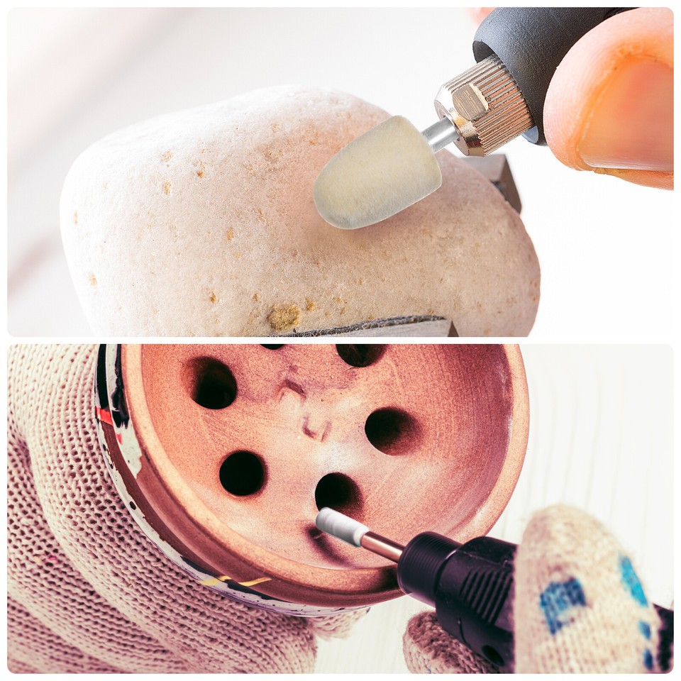 20pcs Wool Felt Mounted Mandrel 10mm x 18mm 1/10 Inch Shank Conical ...