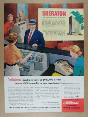 1957 NCR National Accounting Machines Sheraton Hotels Use vintage print ...