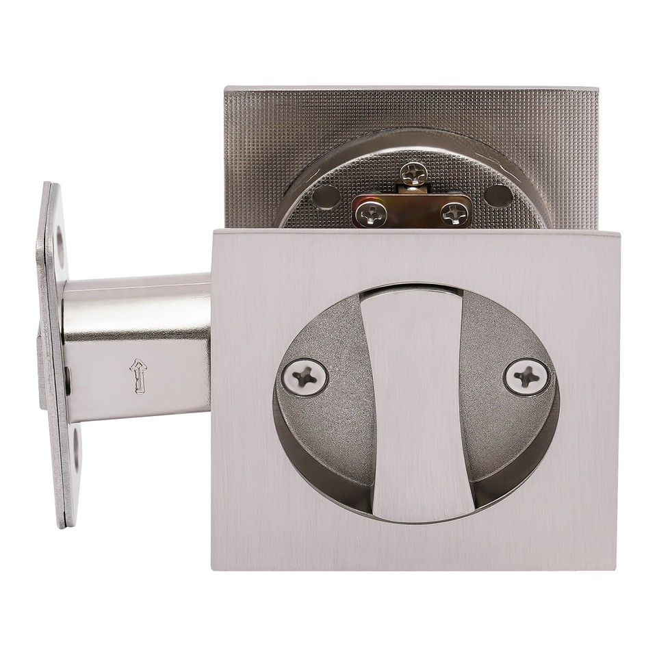 Cavity Sliding door Lock Privacy Function Entry lock Silver Square ...