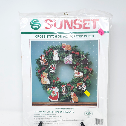 Sunset Counted Cross Stitch Kit 12 Cats of Christmas Ornaments ...