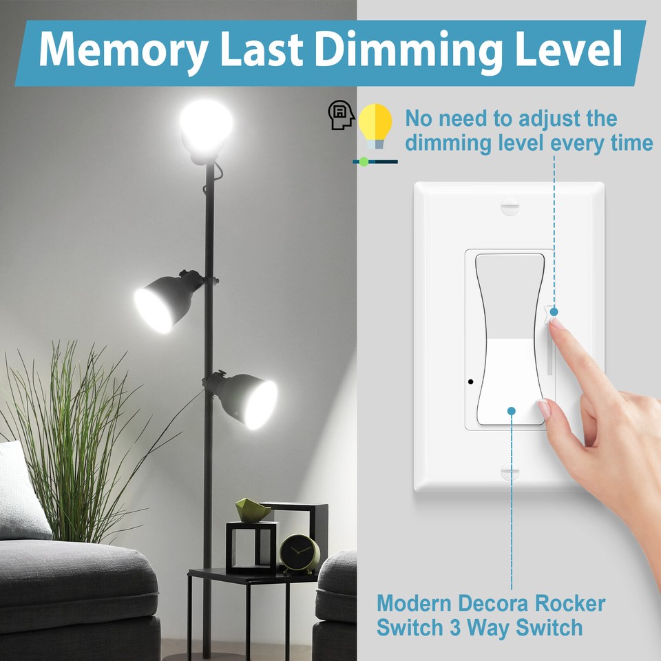 10 Packs LED Decora Rocker Dimmer, Single & 3-Way Switch, CFL 600W ...