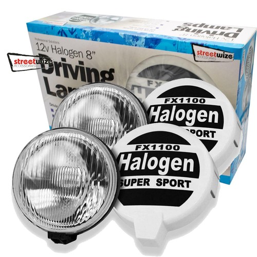 12v 4x4 SW 8" Rally Sport Giant Round Driving Halogen Spot Lamps Lights ...