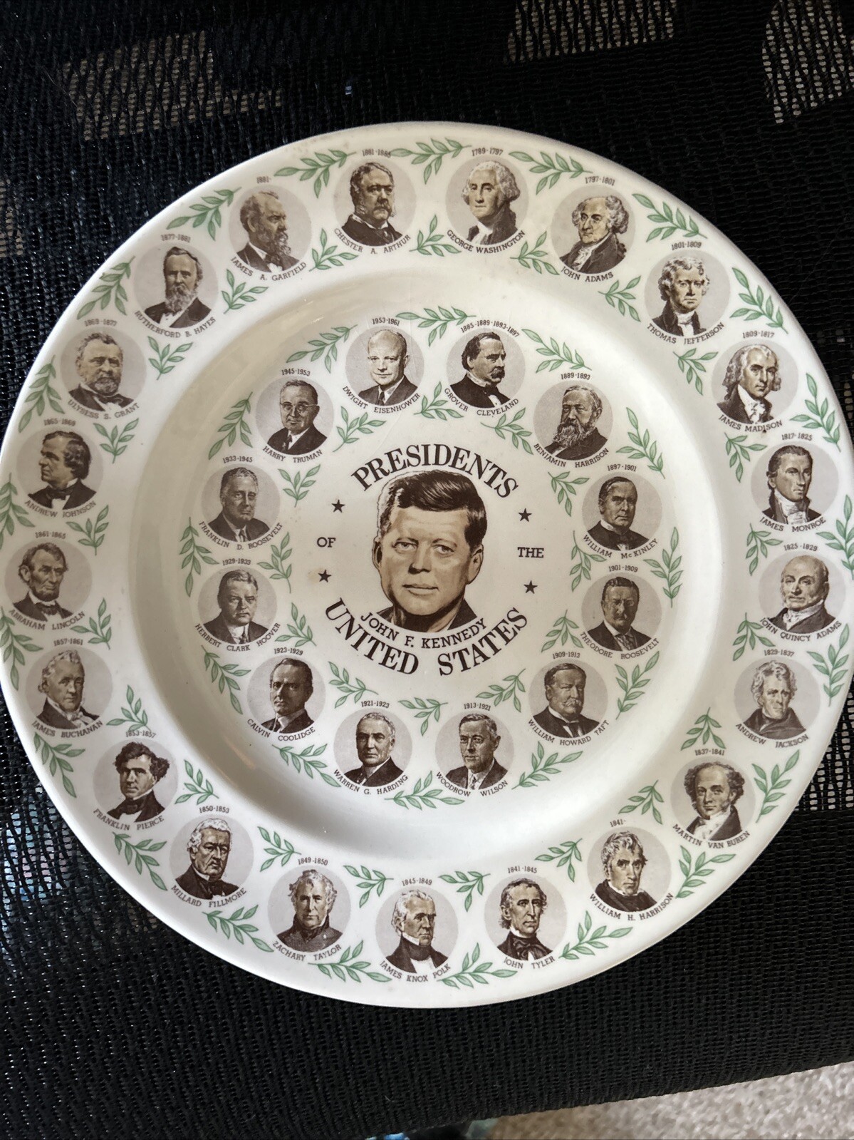 Vintage US Presidents Collector Plate - George Washington to John F ...