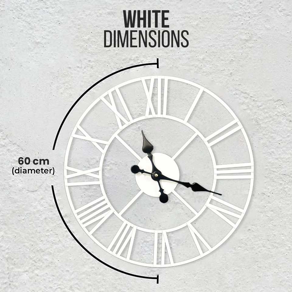 Extra Large Roman Clock Numerals Skeleton Open Face Round Wall Clock ...