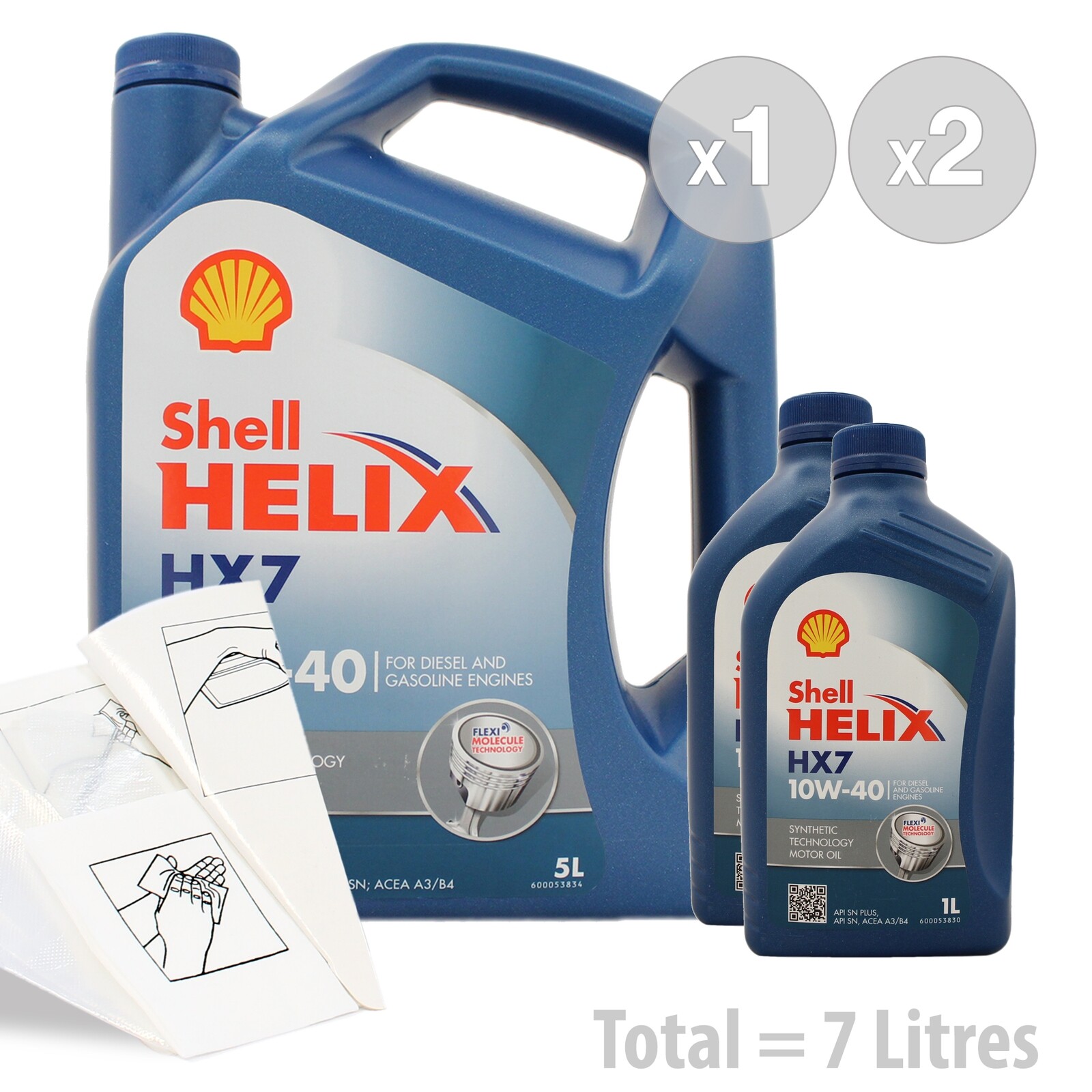 Car Engine Oil Service Kit / Pack 7 LITRES Shell Helix HX7 10W-40 7L ...