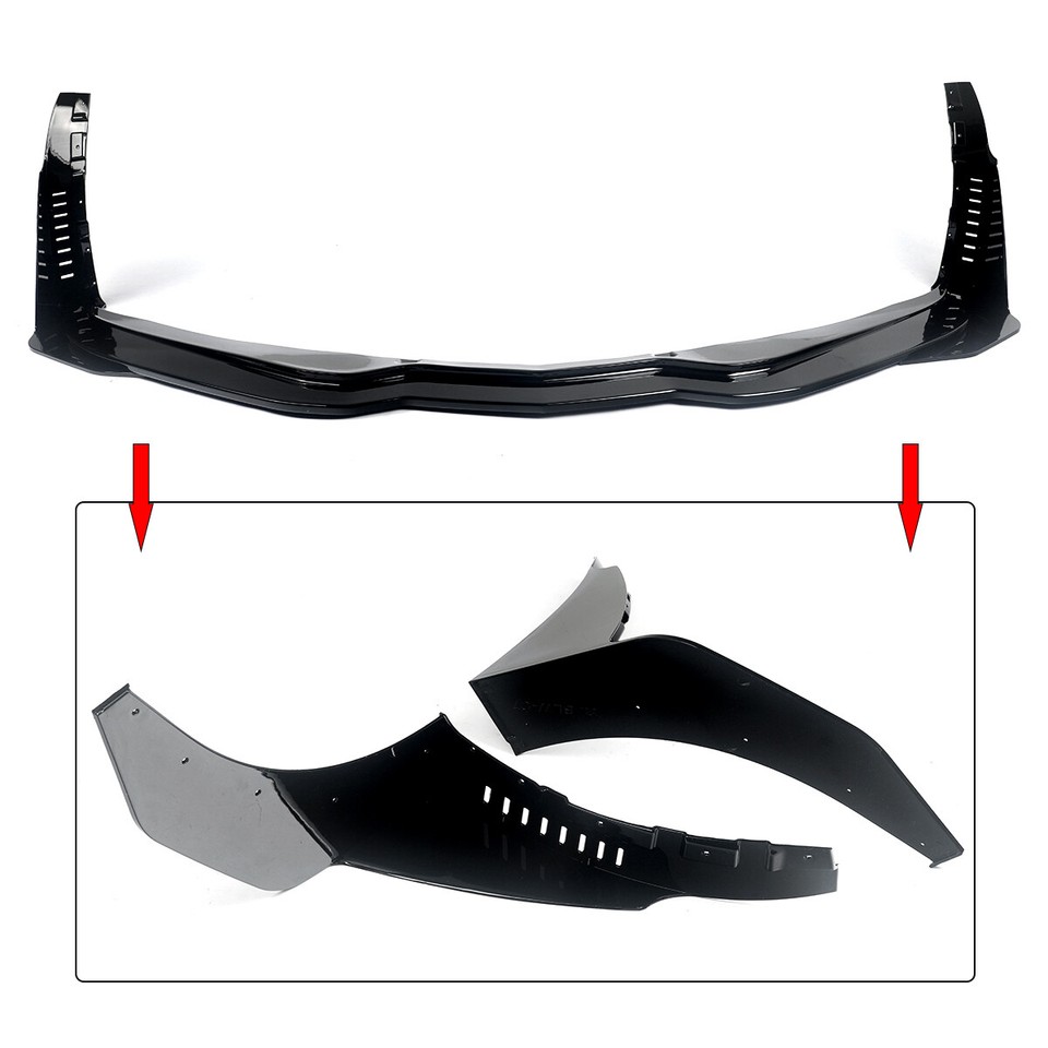 Gloss BLK Front Lip Splitter Side Winglets Fit 2014-2019 Corvette C7 ...