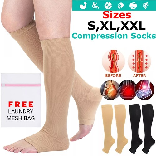 Medical Compression Socks Support Varicose Veins Open Toe 18-21mmHg ...