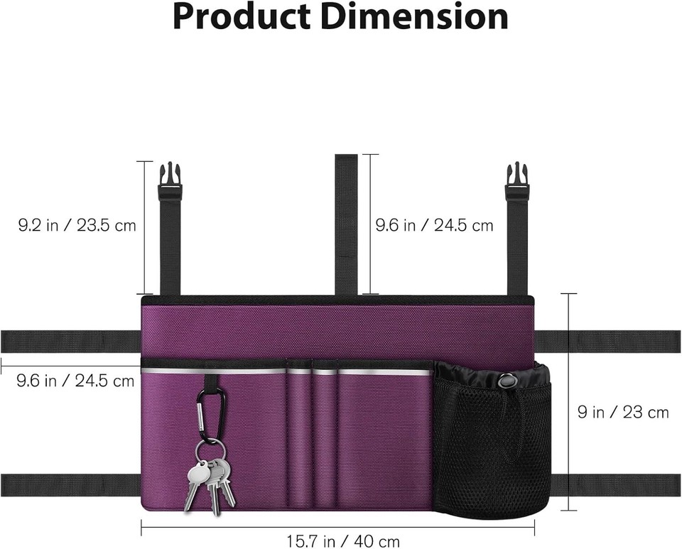 FINPAC Large Walker Tote Bag with Cup Holder Folding Walker Storage ...