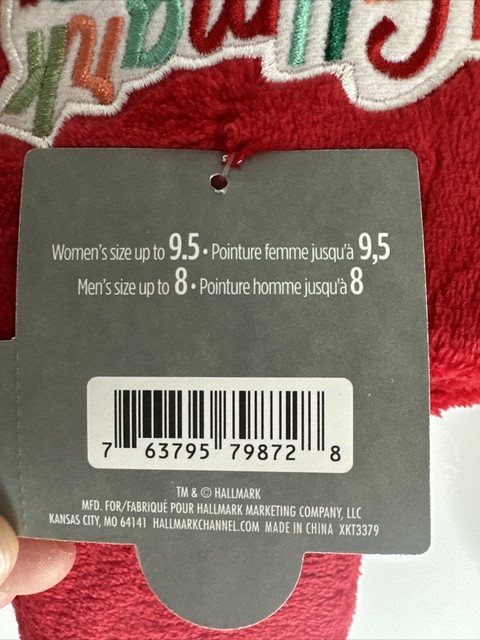 HALLMARK CHANNEL #1 FAN Red Holiday Slippers Size L/XL Soft Plush for ...