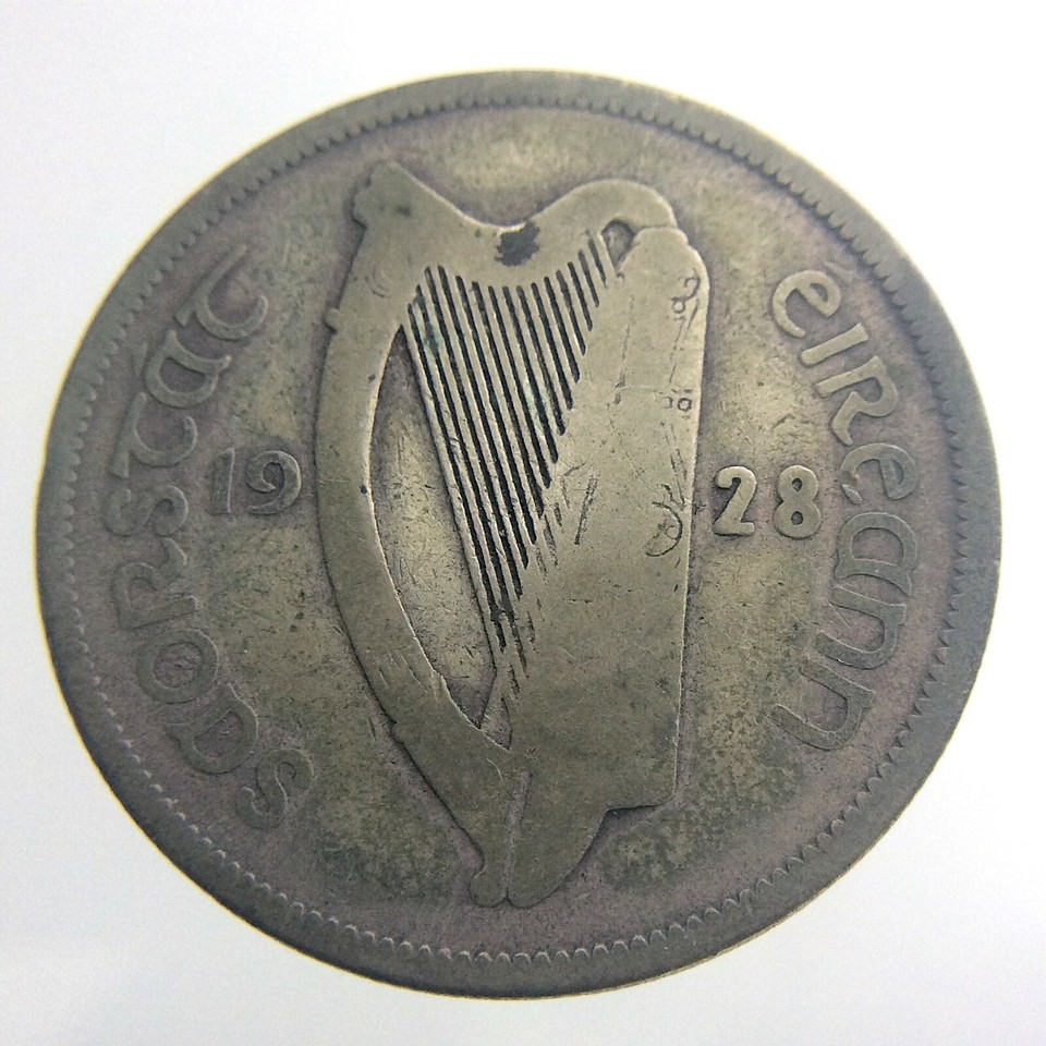 1928 Ireland Saorstat Eireann Irish Silver Half 1/2 Crown Circulated ...