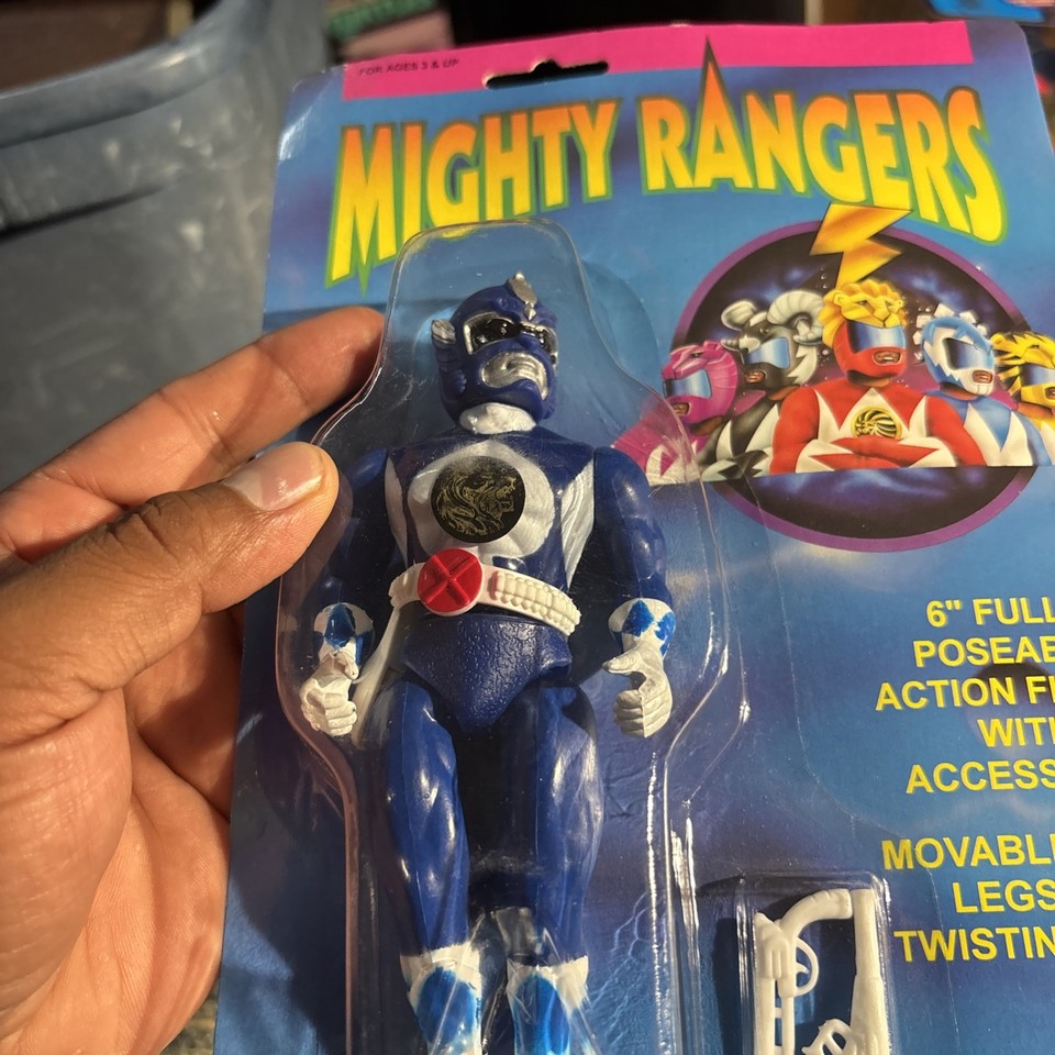 Vtg Hong Kong RS Toys Mighty Rangers Poseable Figure Blue White Suit 6 ...