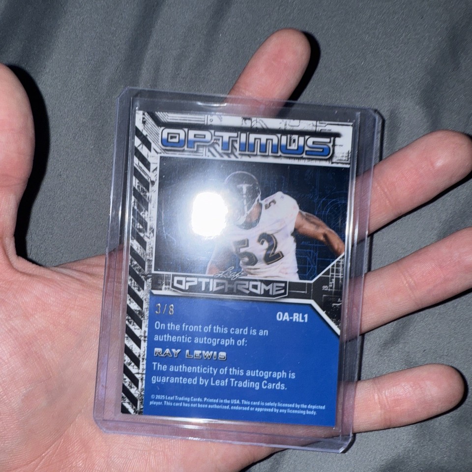 RAY LEWIS Optimus Autographs 3/8 PINK 2025 Leaf Optichrome #OA-RL1 | eBay