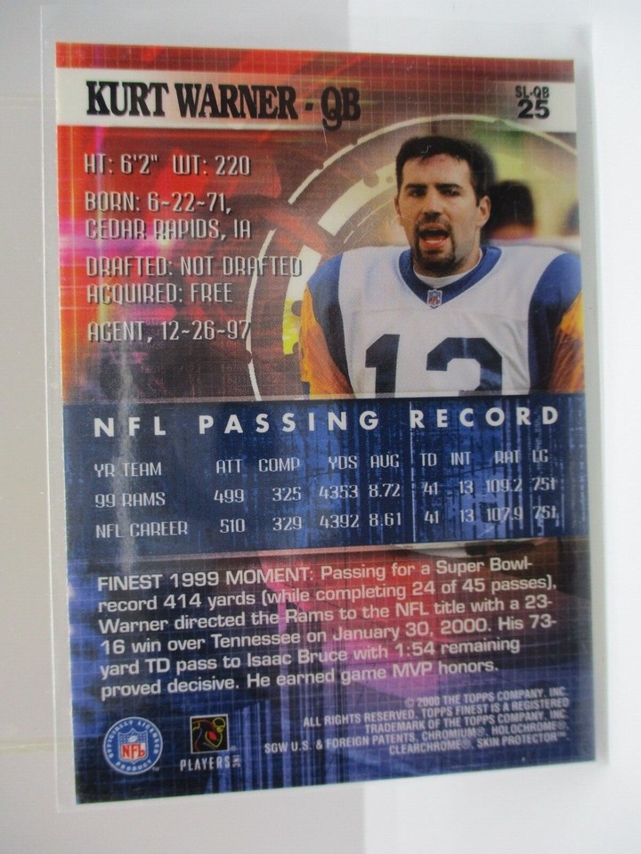 2000 Finest #25 Kurt Warner RAMS | eBay