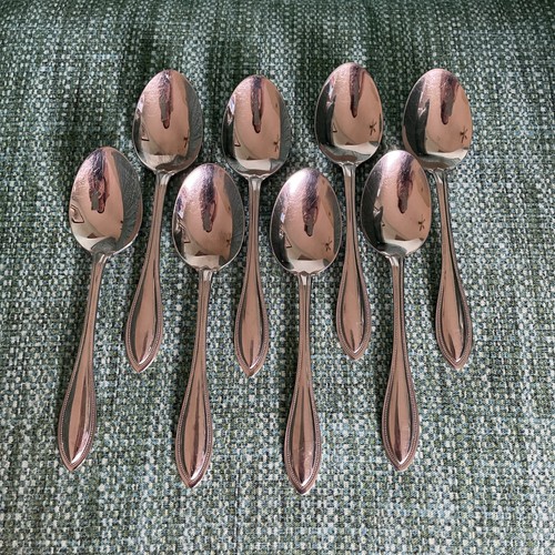 Oneida ARBOR AMERICAN HARMONY Beaded Stainless Flatware Lot Of 8 Soup ...