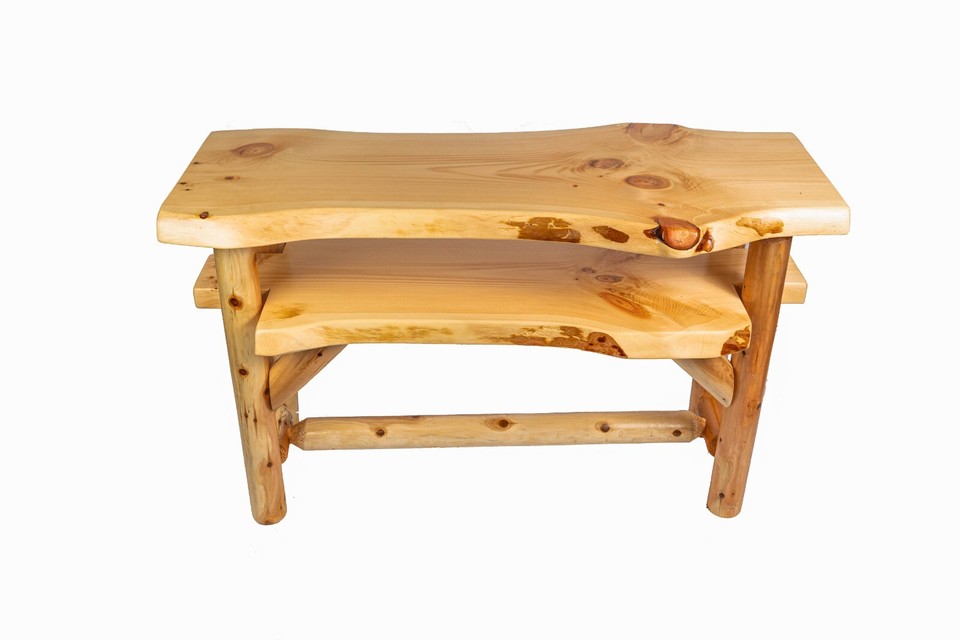 Southern Rustic Logwerks Log Console Table with Shelf Live Edge | eBay