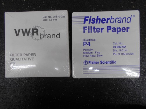 ASSORTED QUALITATIVE FILTER PAPER VWR FISHERBRAND 7.5cm 9cm LOT OF 200 ...