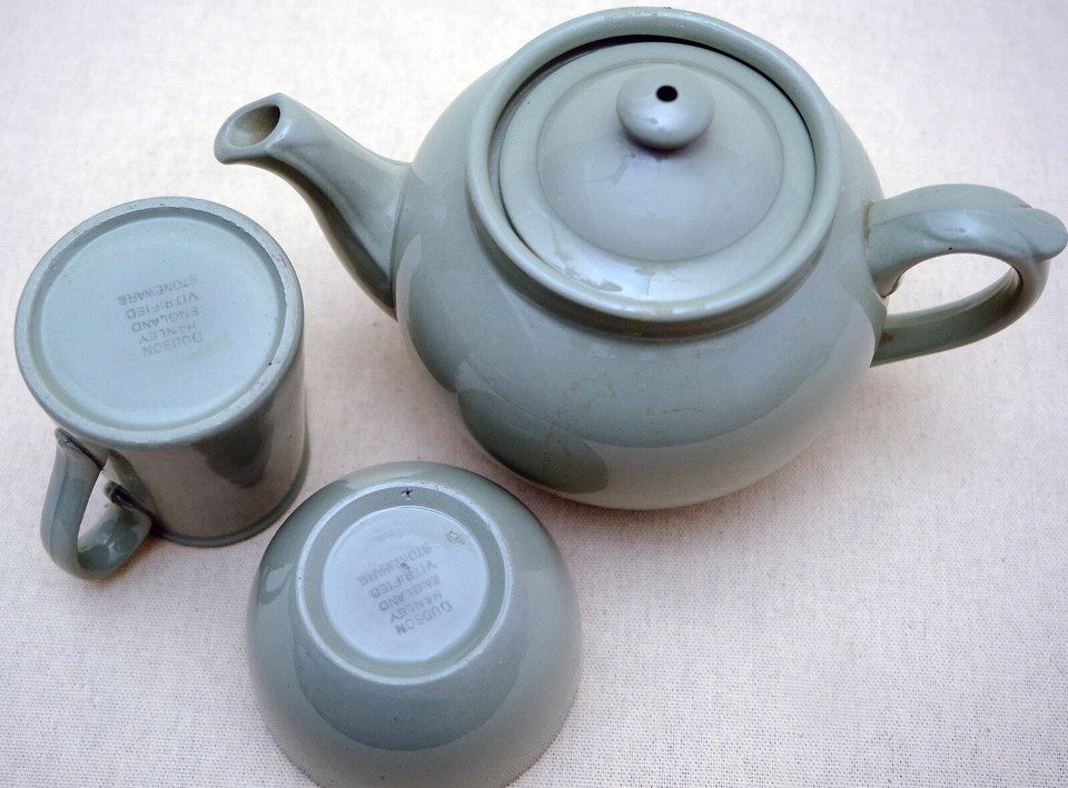 DUDSON Brothers Teapot Hanley England vitrified stoneware Cream Sugar ...