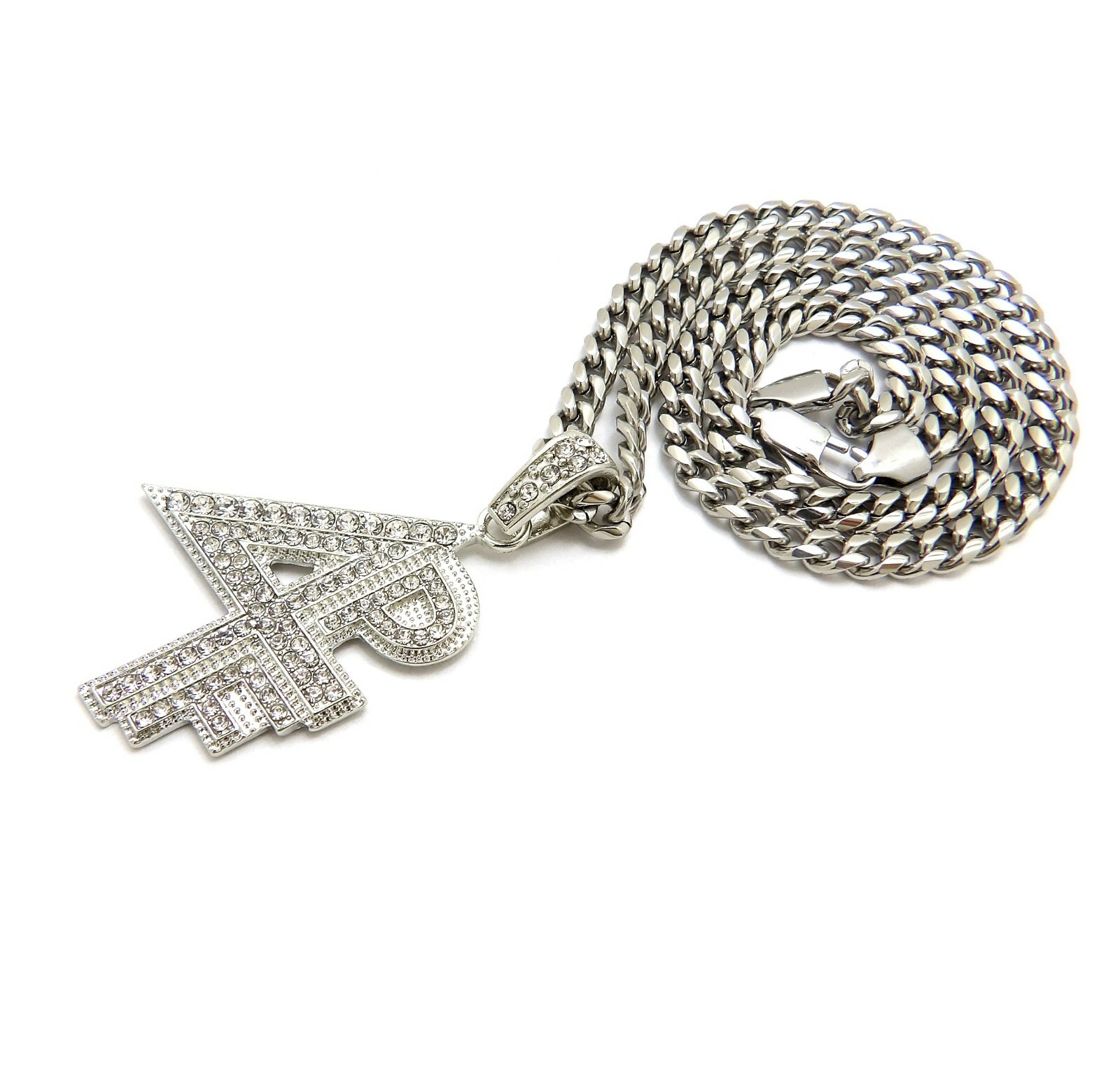 Ice Bling 4PF Pendant With 5mm Stainless Steel Cuban Chain | eBay