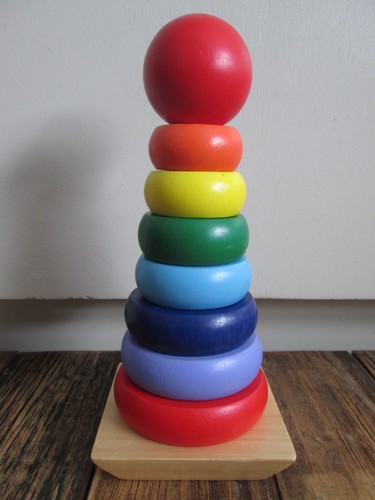 Melissa & Doug Wood Toy Rainbow Stacker Rings Toddler Baby Educational ...