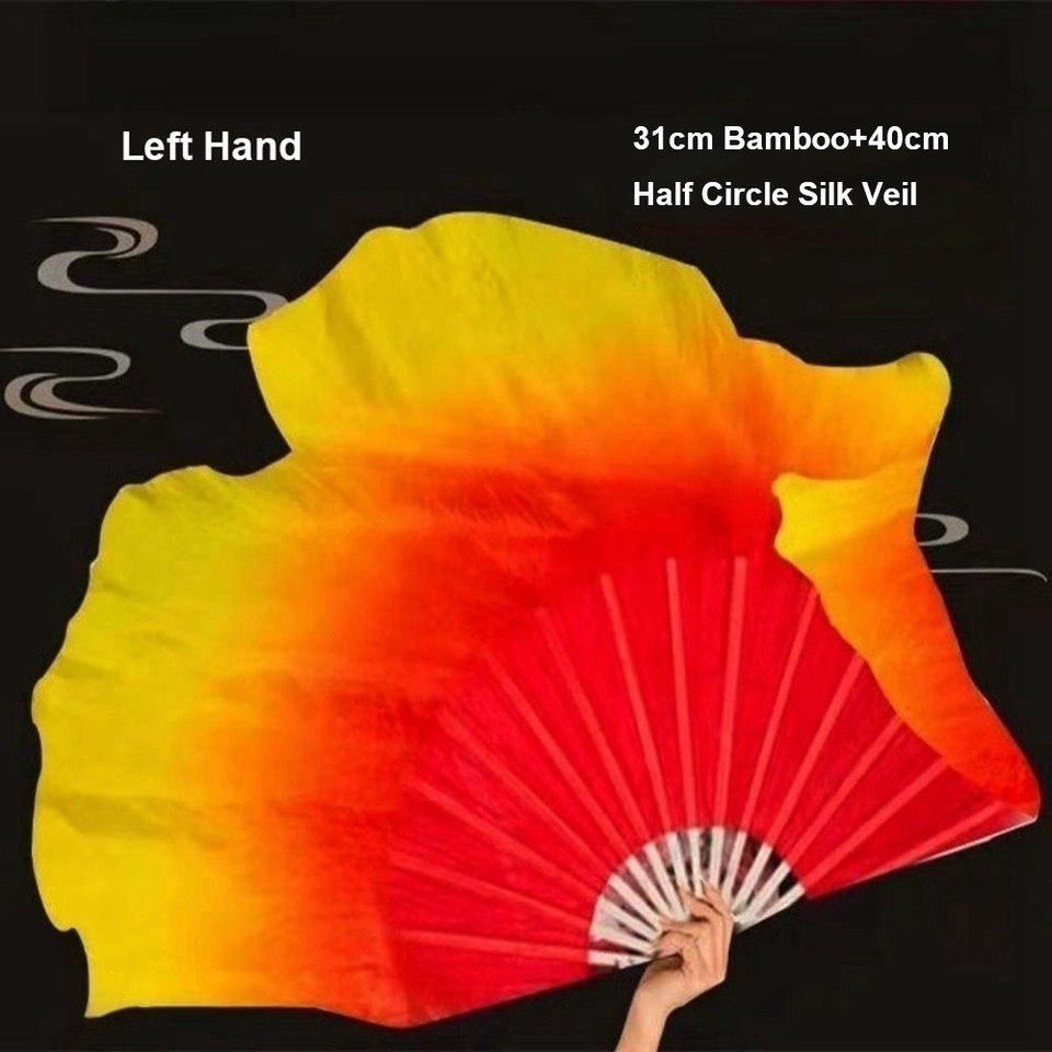 Long Imitation Pairs Yangko Dance Bamboo Fans Hand Dye Adults Fan Kid ...