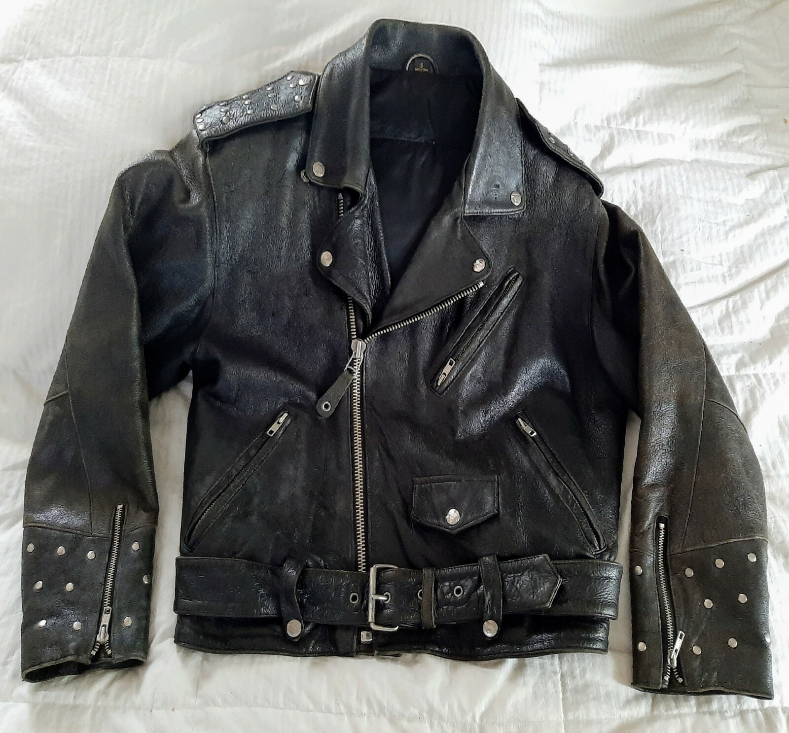 Vintage LEATHER BIKER JACKET- RUSSIAN OR GERMAN??? Si… - Gem