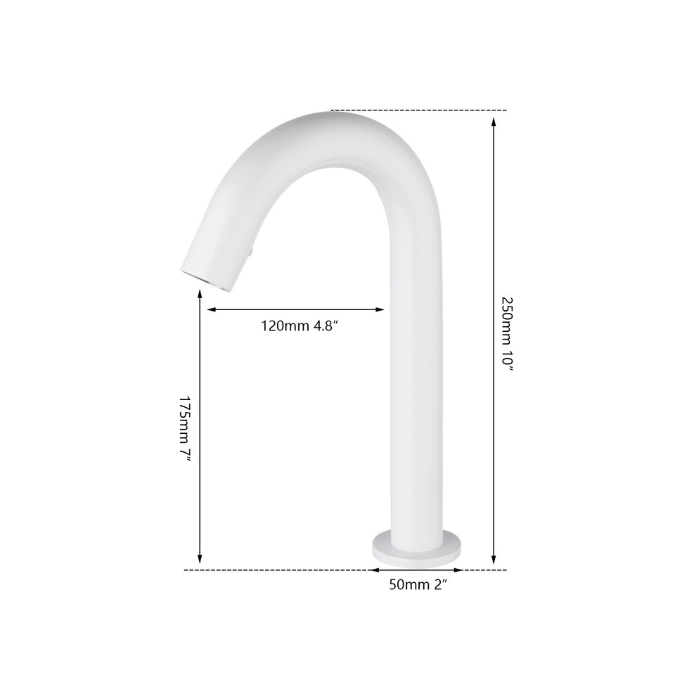Bathroom Automatic Sensor Faucet White Touch Free Mixer Deck Mounted ...