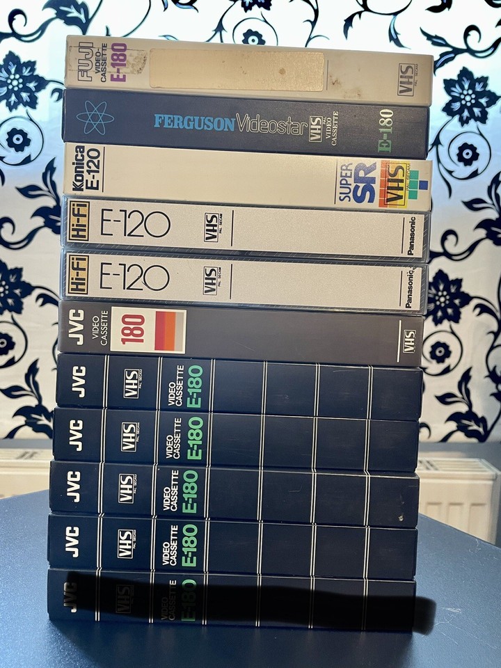10 Pre Owned Recordable VHS Tapes Assortment Of Plastic Retro Cases ...