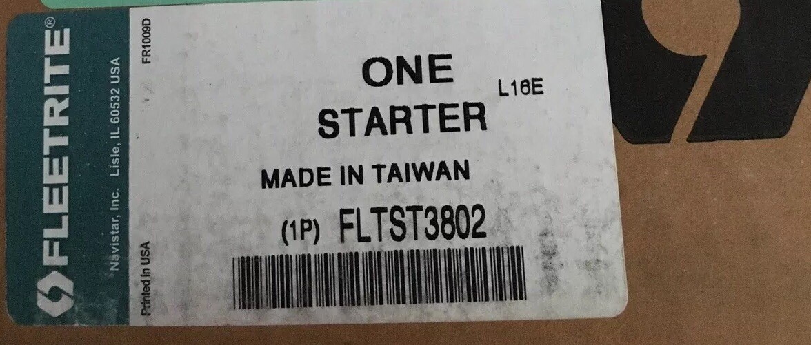 International Fleetrite 38MT 12V 10T Starter FLTST3802 FLT3802 ST3802 ...