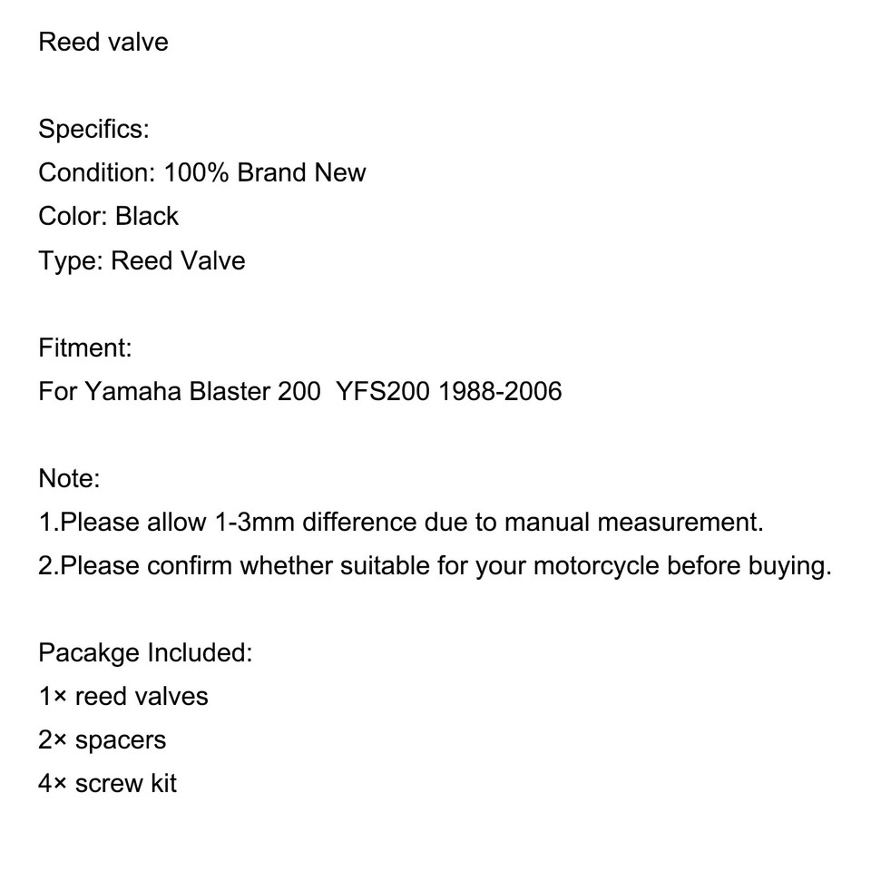 Intake Reed Valve For Yamaha Blaster 200 YFS200 Bike ATV 1988-2006 US ...